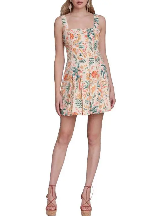 Avec Les Filles Printed Fit & Flare Minidress - Soleil Palm
