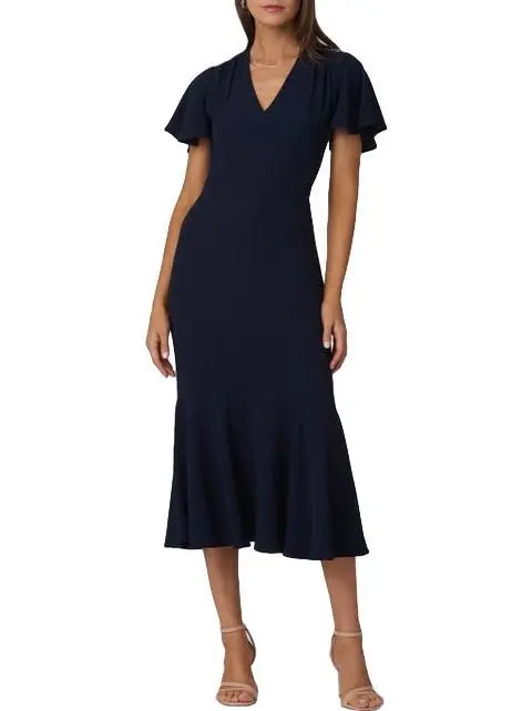 Shoshanna Stretch Crepe Lorrie Dress - Navy