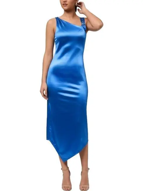 Rachel Rachel Roy Asymmetrical Neck Midi Dress - Bright Blue