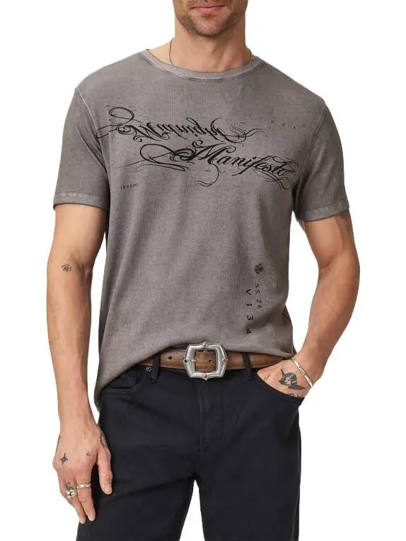 John Varvatos Cotton Blend Rib Graphic T-shirt - Coal