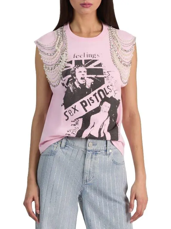 Alice + Olivia Embellished Muscle T-shirt - Sex Pistols