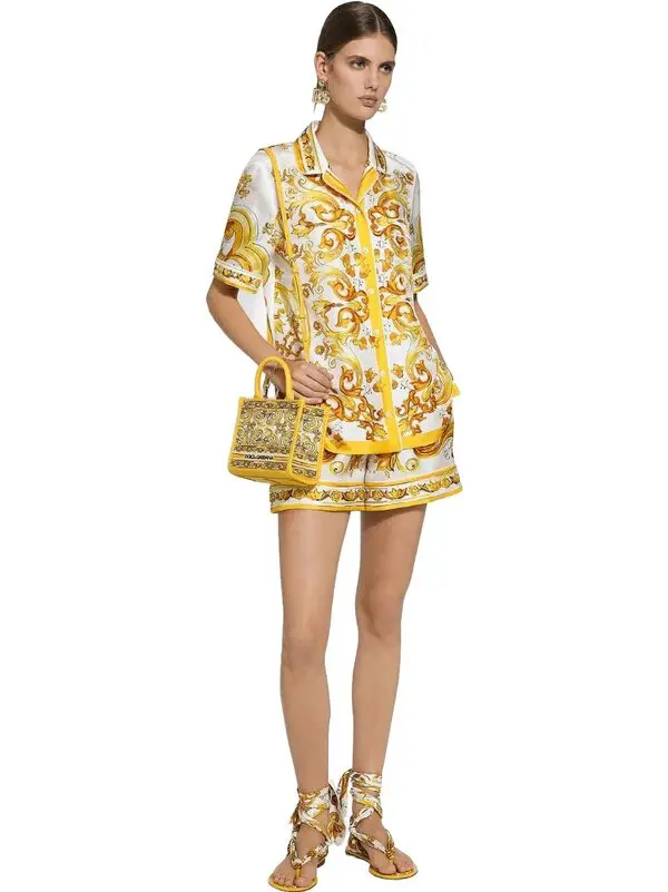 Dolce & Gabbana Majolica Print Silk Twill Shirt - Yellow