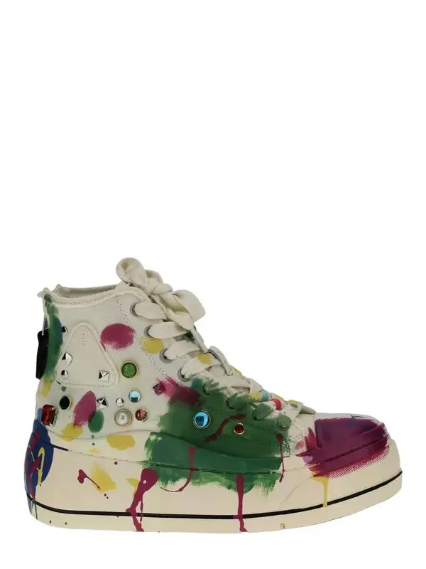R13 Painted Embellished High-top Sneakers - Neutrals
