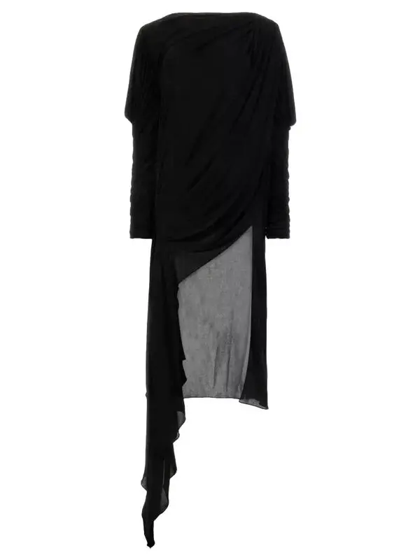 Gucci Draped Crepe Asymmetric Dress - Black