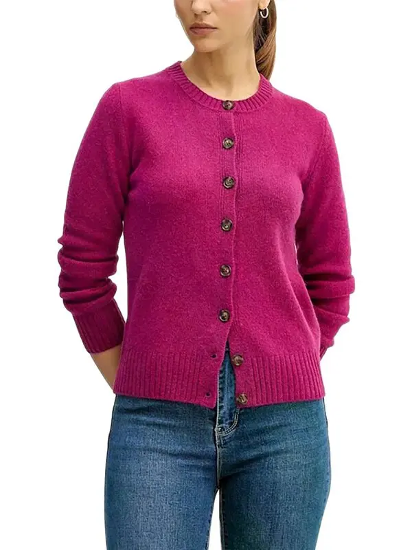BENETTON Buttoned Knit Cardigan - Purple