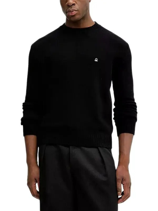 BENETTON Logo Crew-neck Sweater - Black