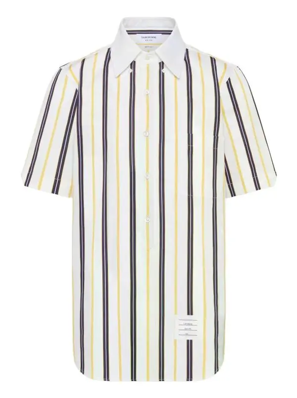 Thom Browne Repp Striped Short-sleeve Shirt - White