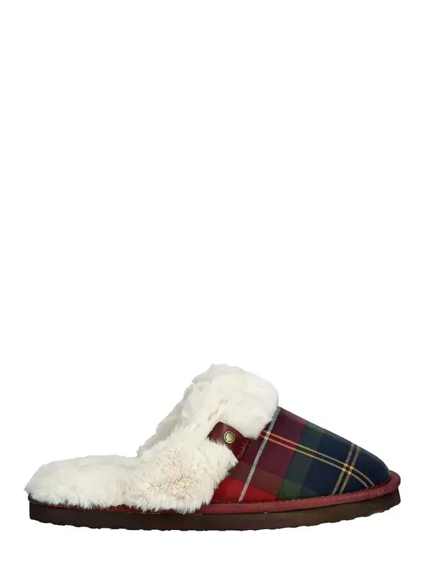 Barbour Tartan Faux-fur Slippers - Red