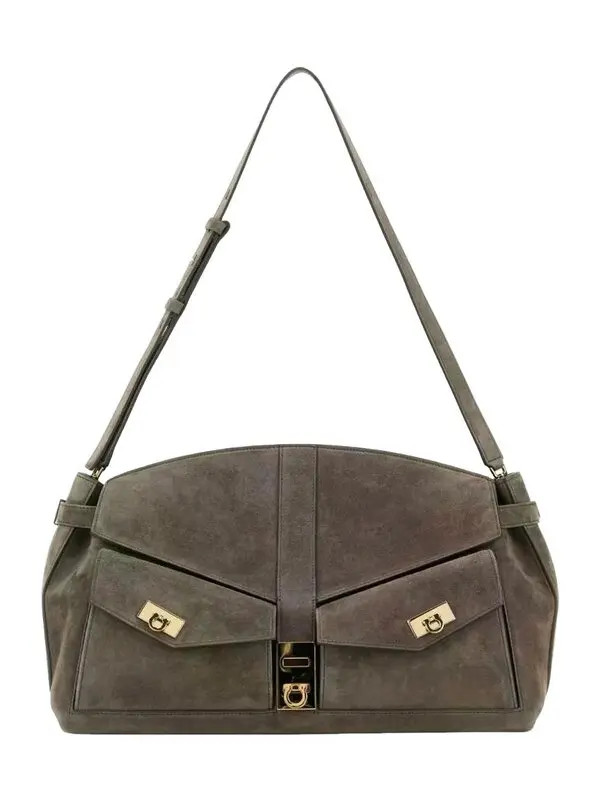 FERRAGAMO Clasp Fastening Shoulder Bag - Grey