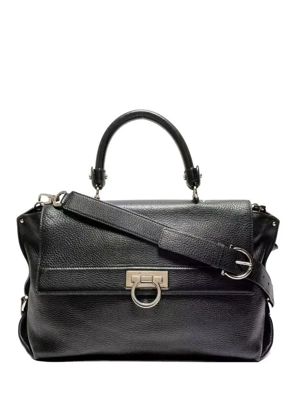 FERRAGAMO 2000s Gancini Leather Handbag - Black