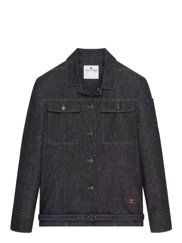 COURREGES Belted Denim Jacket - Blue