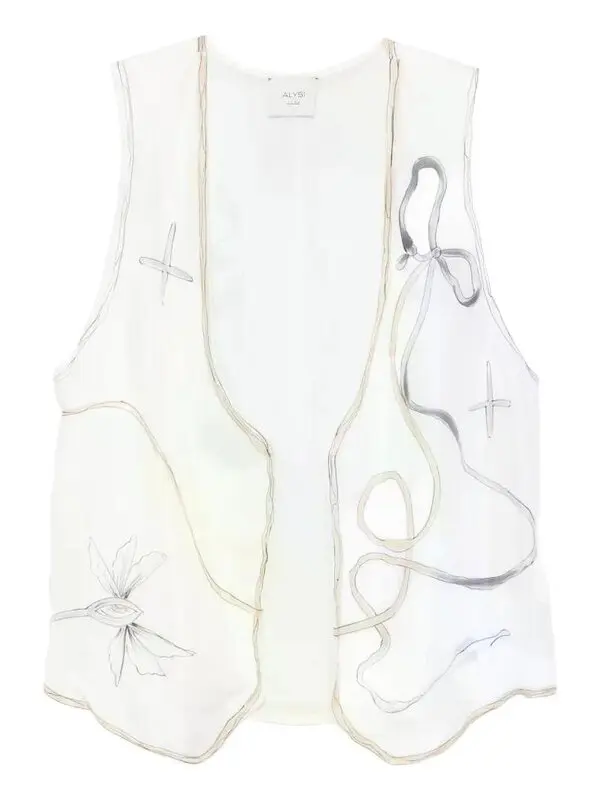 ALYSI Floral Sleeveless Vest - White