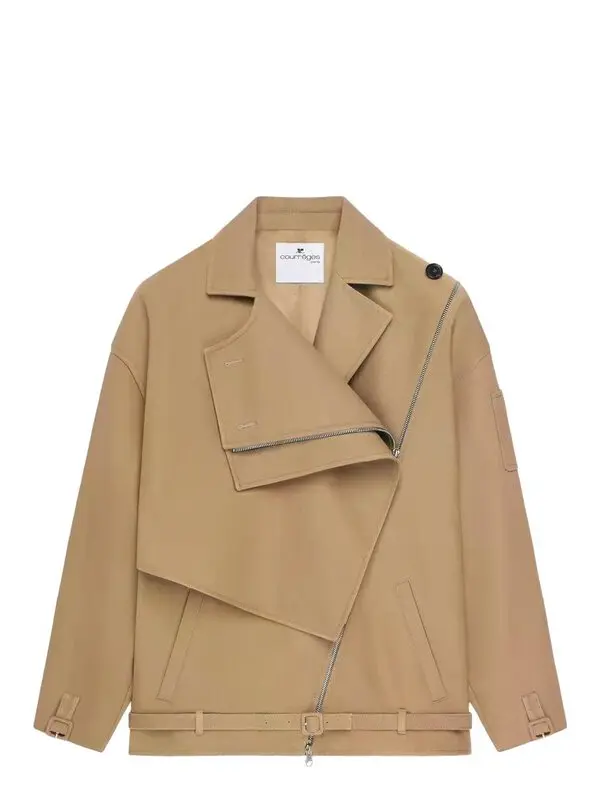 COURREGES Oblique Short Trench Jacket - Neutrals