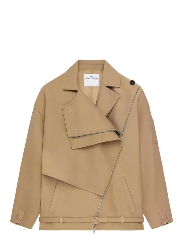 COURREGES Oblique Short Trench Jacket - Neutrals