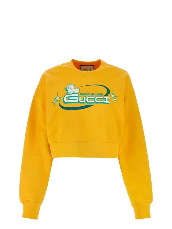 Gucci Cotton Cropped Sweatshirt - Yellow