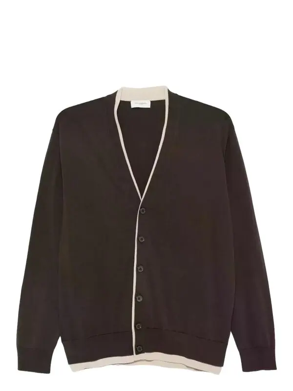 PAOLO PECORA Piped Cardigan - Brown