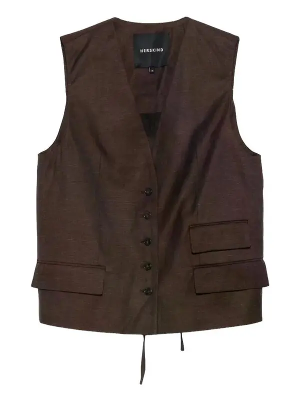 HERSKIND Samos Button-up Waistcoat - Brown