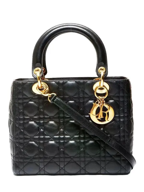 Dior 2012 Lady Leather Tote Bag - Black