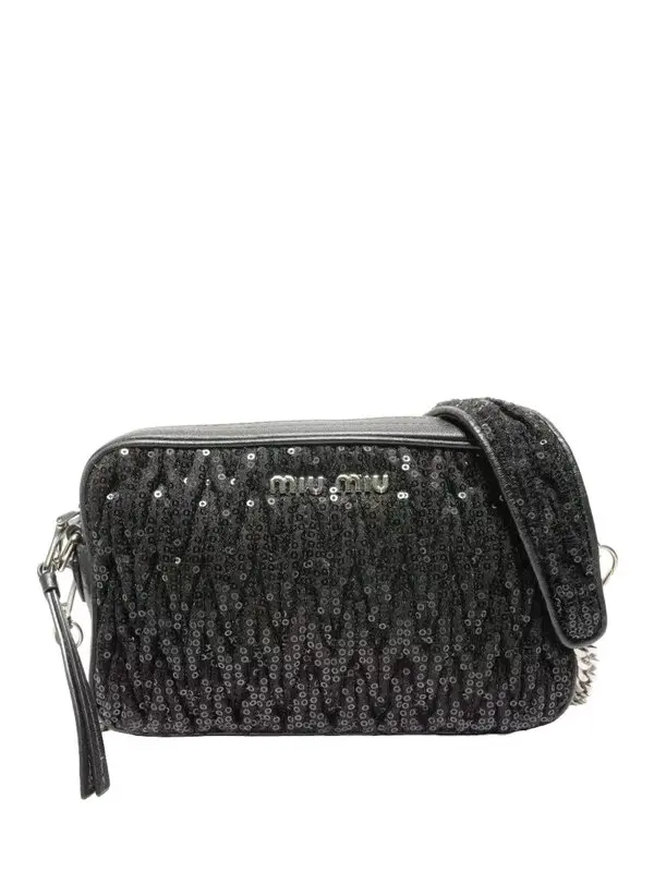 Miu Miu 2000s Sequin Chain Shoulder Bag - Black