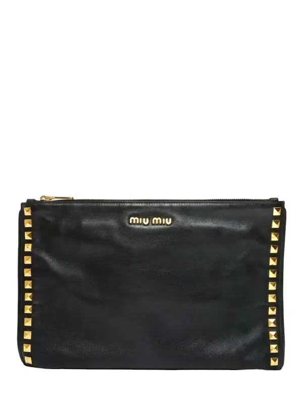 Miu Miu 2010s Stud-detail Leather Clutch - Black