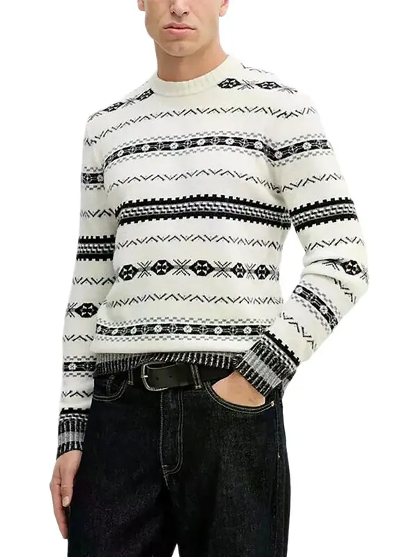 BENETTON Patterned Crew-neck Sweater - White
