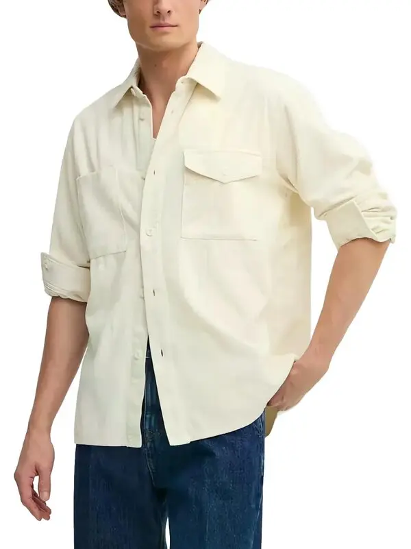 BENETTON Buttoned Chest-pocket Shirt - Neutrals