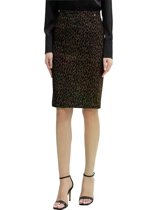 Guess Animal-print Midi Pencil Skirt - Brown