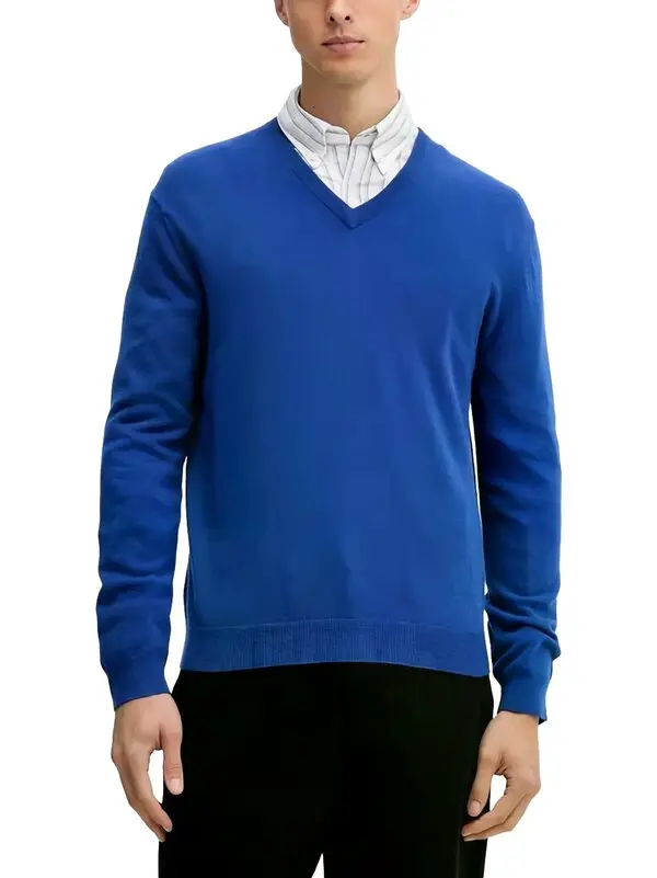 BENETTON V-neck Long Sleeve Sweater - Blue