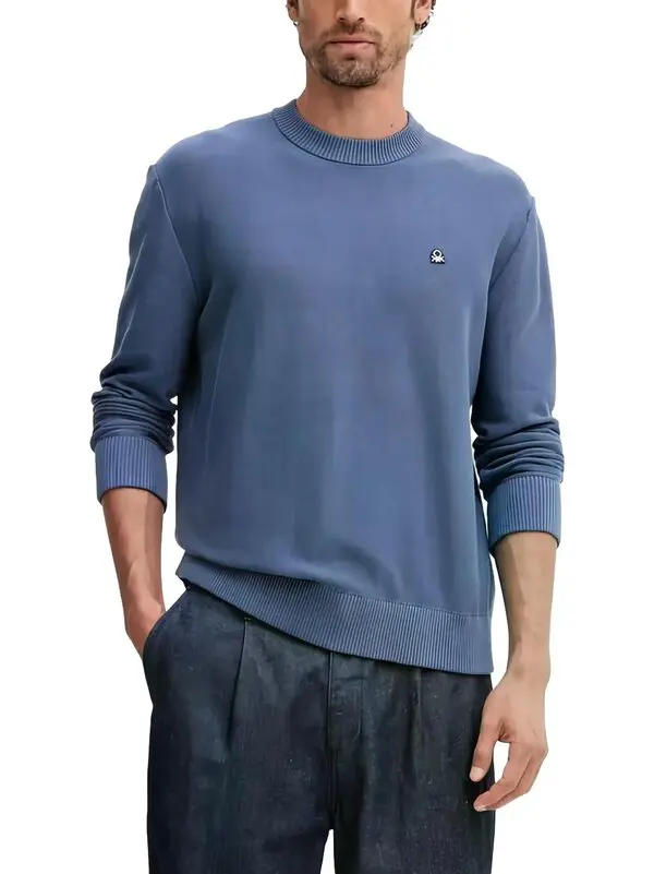 BENETTON Logo Round-neck Jumper - Blue