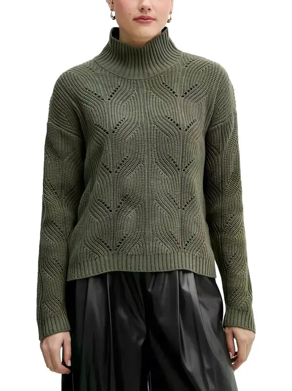 BENETTON Openwork High-neck Sweater - Green