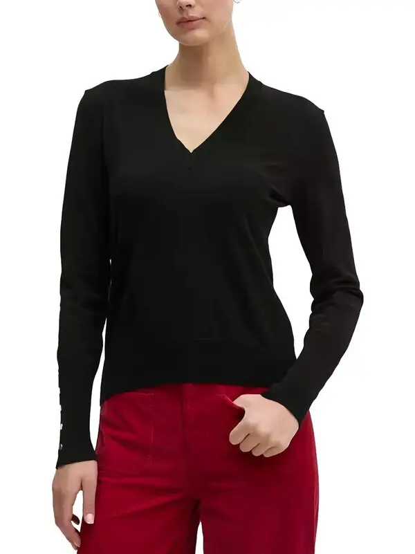 BENETTON Button V-neck Knitwear - Black