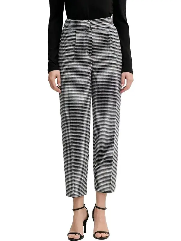 BENETTON Houndstooth Pleated Trousers - Grey