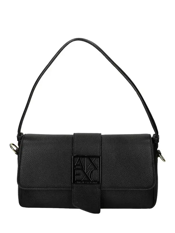 Armani Exchange Logo Plaque Shoulder Bag - Black