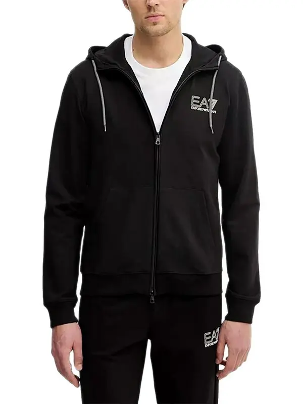 EA7 Zip Hooded Tracksuit - Black