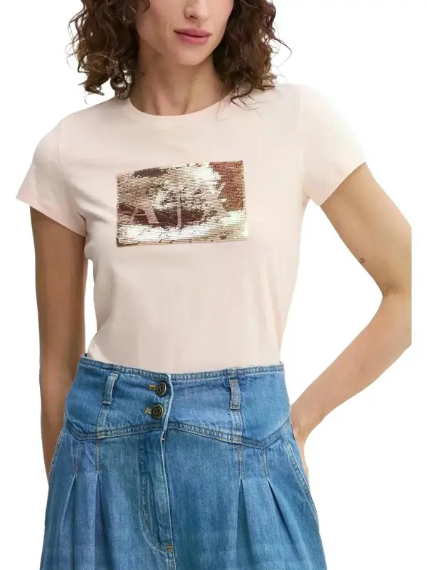 Armani Exchange Sequin-logo T-shirt - Pink