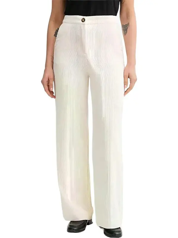 BENETTON Corduroy Wide Leg Trousers - Neutrals
