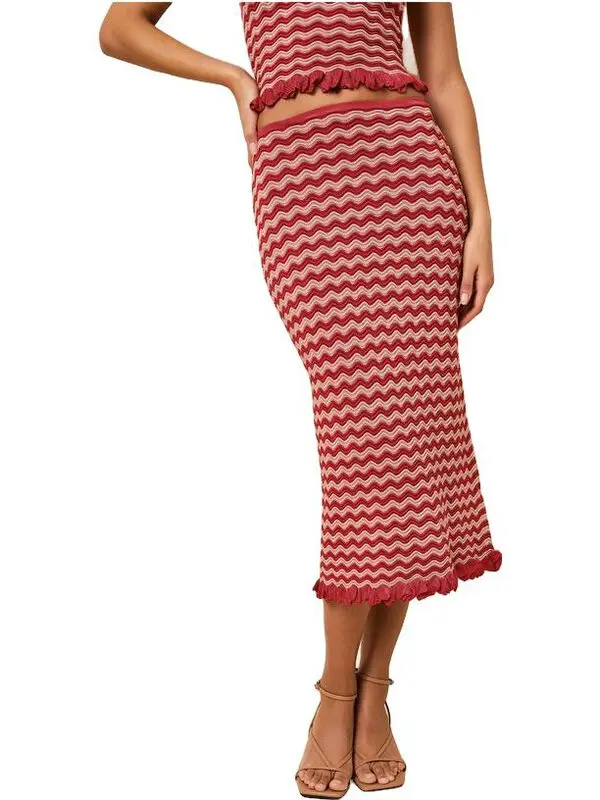 Solid & Striped Diana Wavy Rib Knit Skirt - Stripe