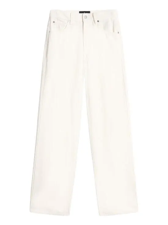 7 For All Mankind Stovepipe Straight Linen Trousers - Denim
