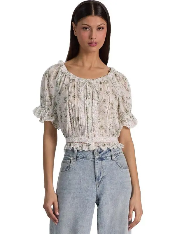 Alice + Olivia Mclaine Puff Sleeve Blouse - Floral