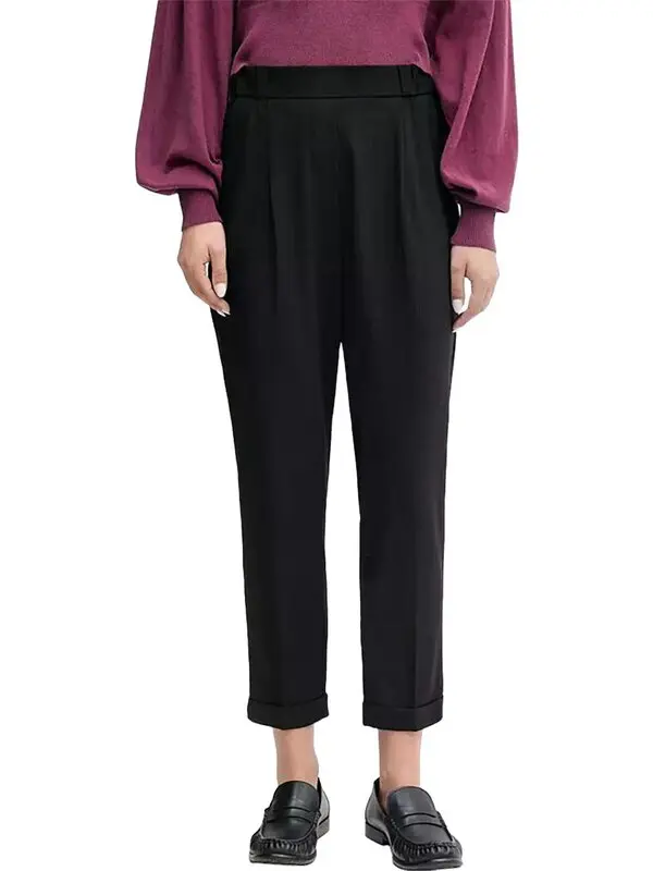 BENETTON Cuffed Pleated Trousers - Black