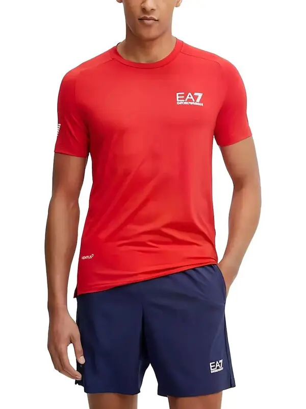 EA7 Logo Print T-shirt - Red