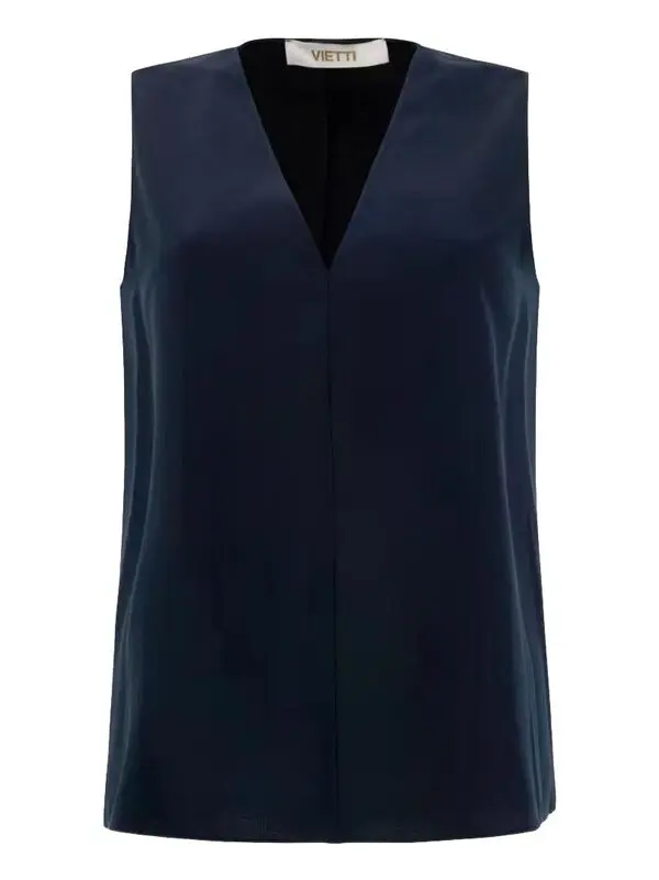 VIETTI Sleeveless V-neck Blouse - Blue