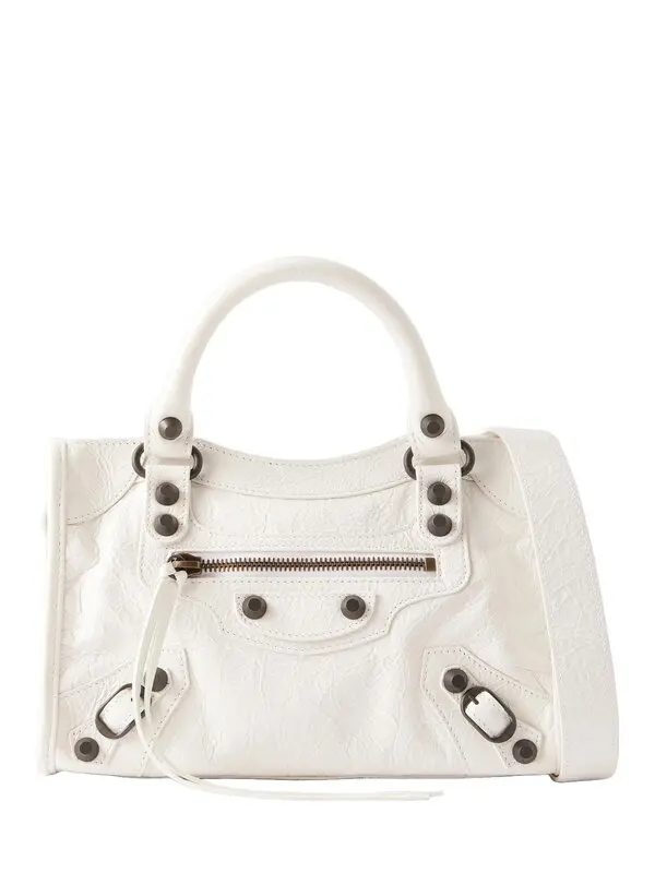 Balenciaga Le City Mini Metallic Shoulder Bag - White
