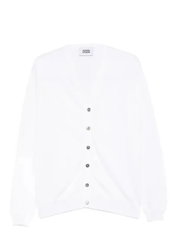 Alpha Studio Buttoned Cardigan - White