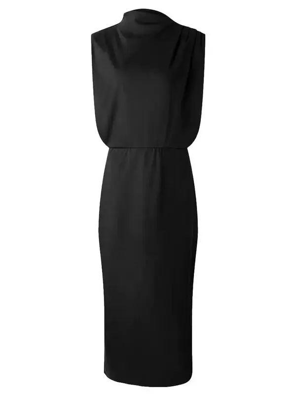 Soeur Gemma Draped Midi Dress - Black