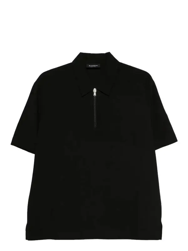 AROVESCIO Zip Short-sleeve Polo - Black