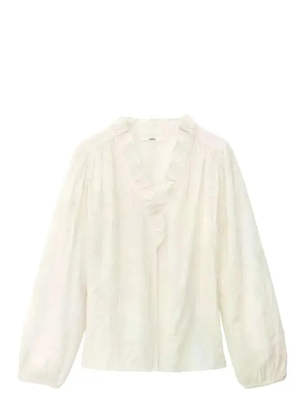 Ba&sh Ruffled Embroidered Blouse - White