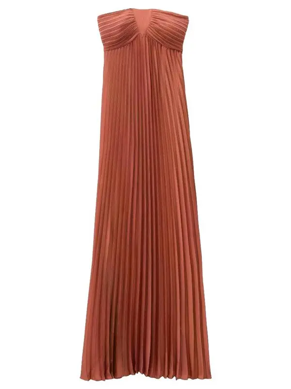 Ba&sh Willow Pleated Strapless Dress - Brown
