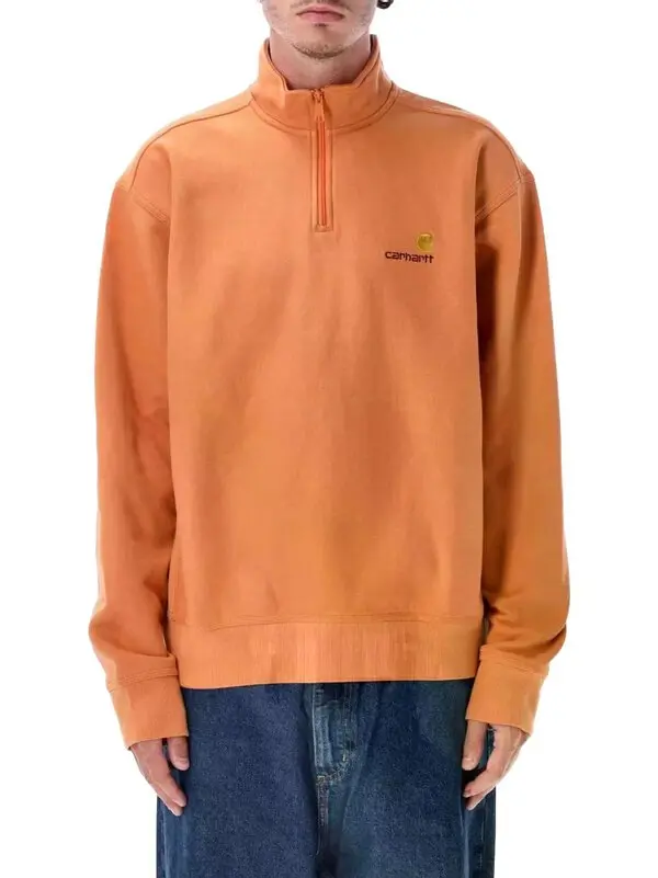 Carhartt Work In Progress Logo-embroidered Half-zip Sweatshirt - Orange