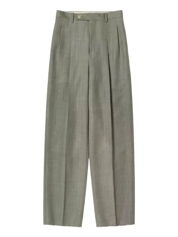Auralee Wide-leg Pleated Trousers - Green